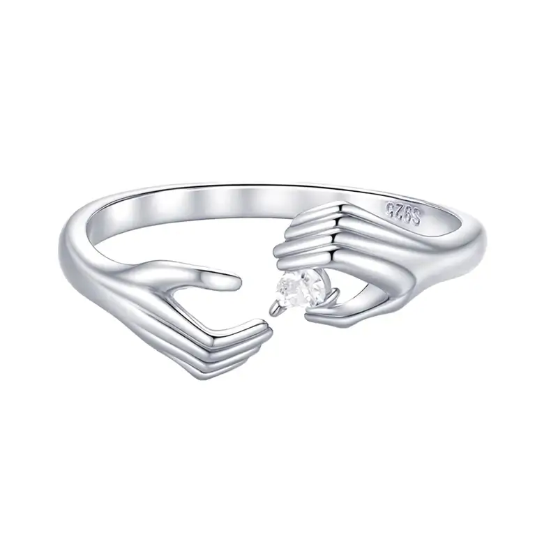 Anillo Abrazos de Amor en Plata 925 – Ajustable, Chapado en Oro Blanco ...